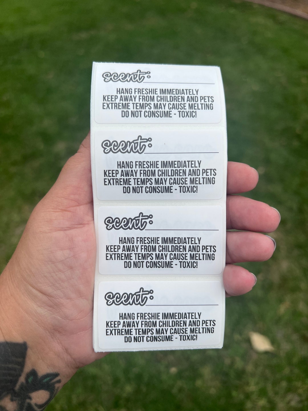 Car Freshie Scent + Warning Label 2.25"x1.25" Thermal Printed Stickers ...