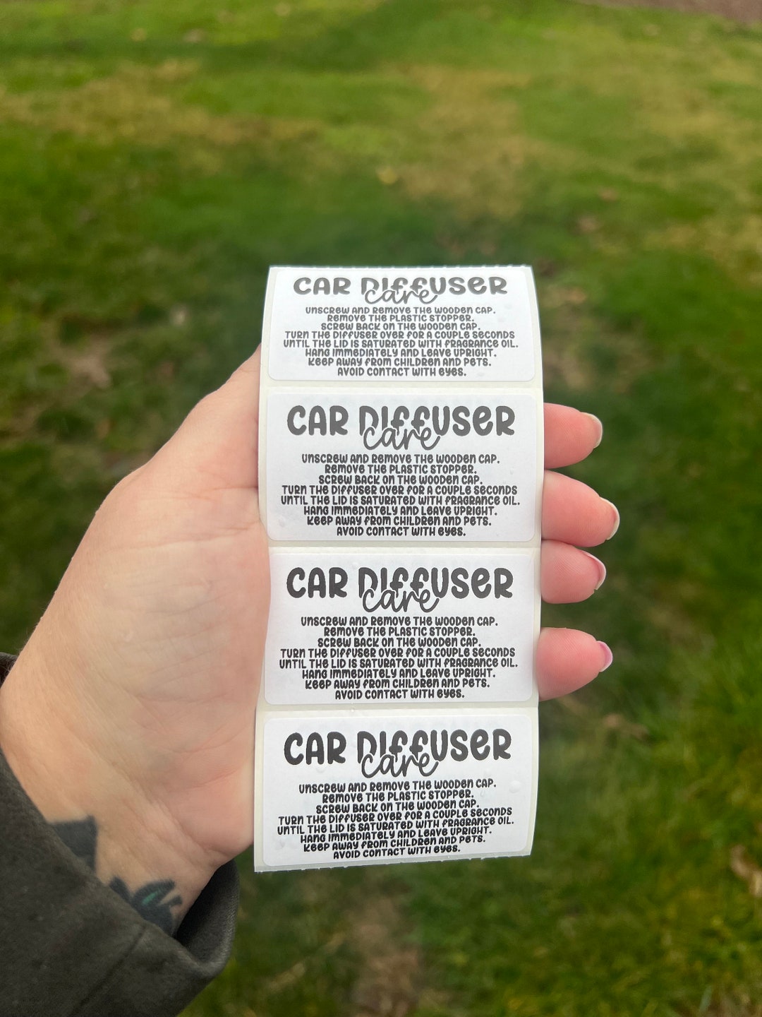 Car Diffuser Care 2.25”x1.25” Thermal Printed Small Business Packaging ...