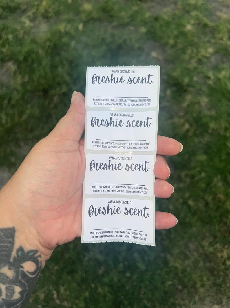 CUSTOM *3 SIZES* Car Freshie Scent + Care Thermal Printed Labels ...