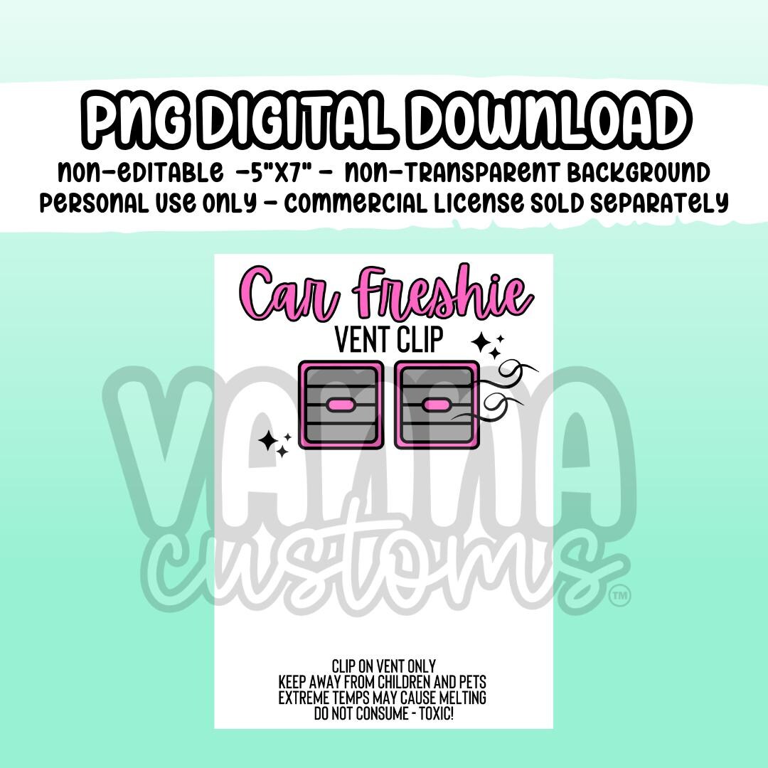 PNG DIGITAL DOWNLOAD - Cursive Pink Car Freshie Vent Clip Care Package ...
