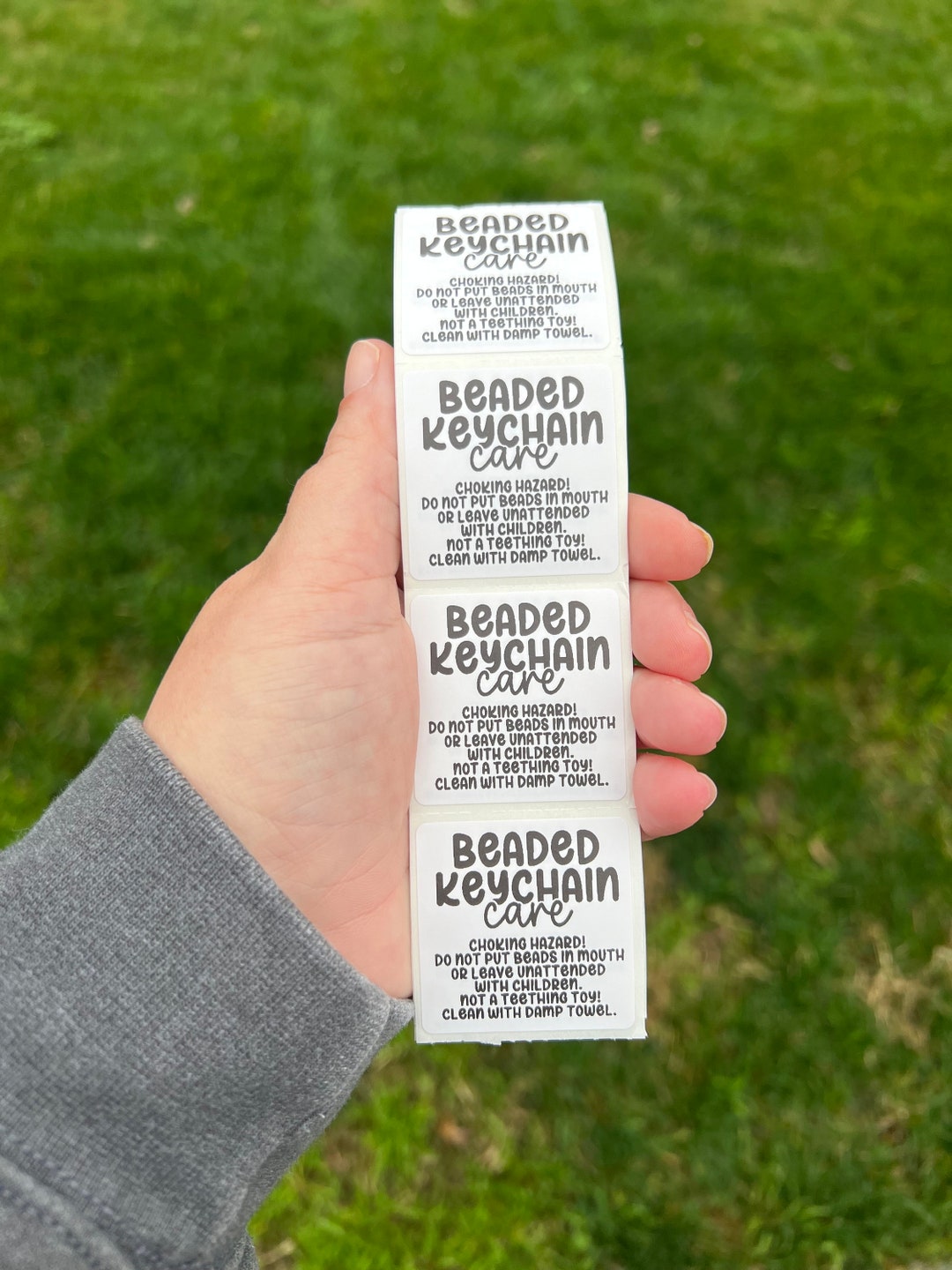 1.5” Square Thermal Printed Beaded Keychain Care Labels - Etsy