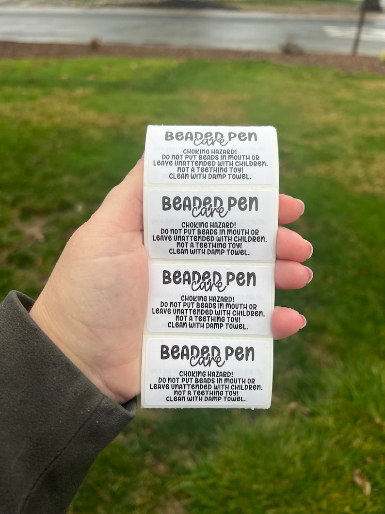 Beaded Pen Care 2.25”x1.25” Thermal Printed Small Business Packaging ...