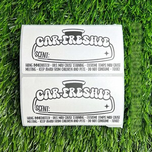 CUSTOM Business Name Groovy Car Freshie Scent + Care 4"x2" Thermal ...
