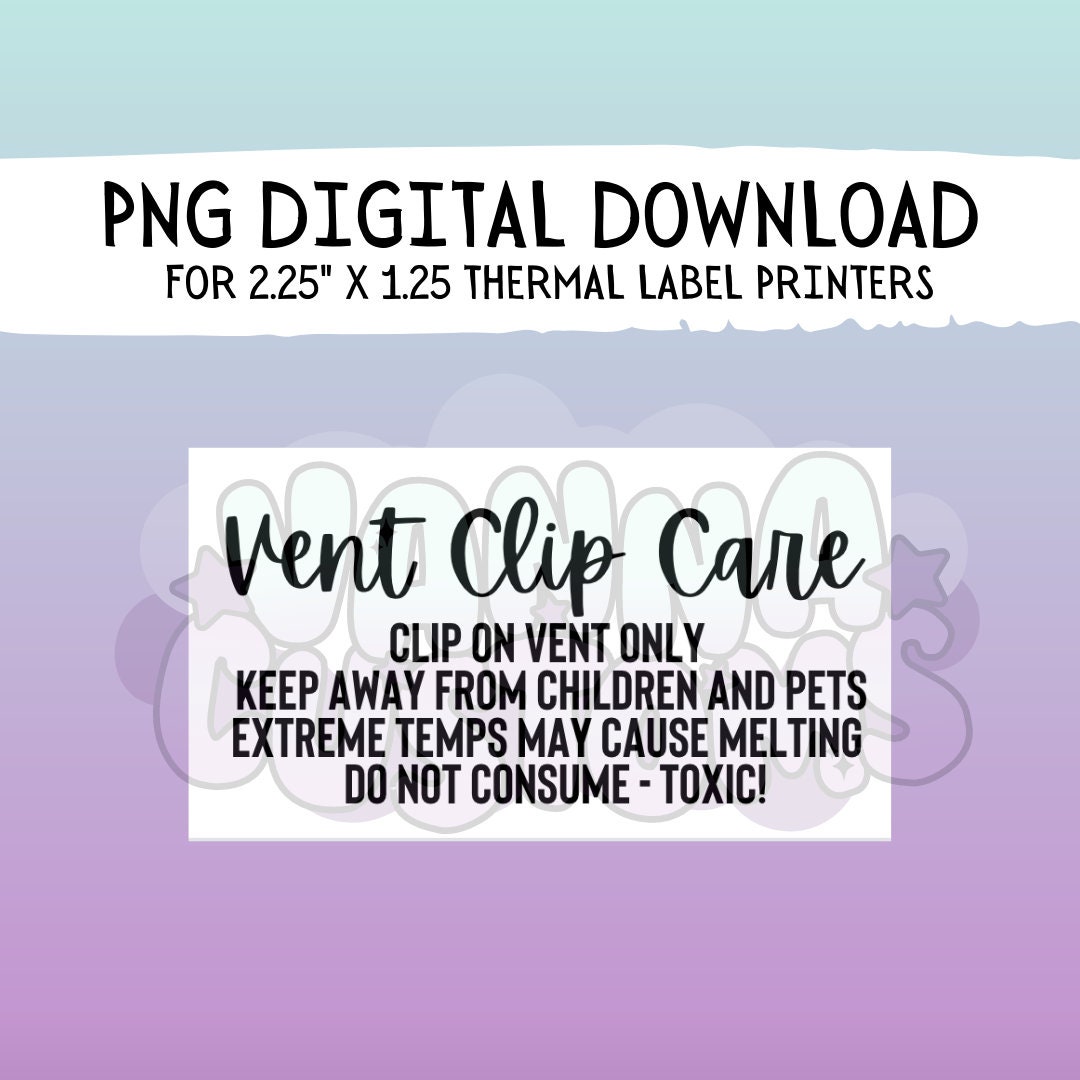 Car Freshie Vent Clip Care Label 2.25x1.25 PNG DIGITAL DOWNLOAD for ...