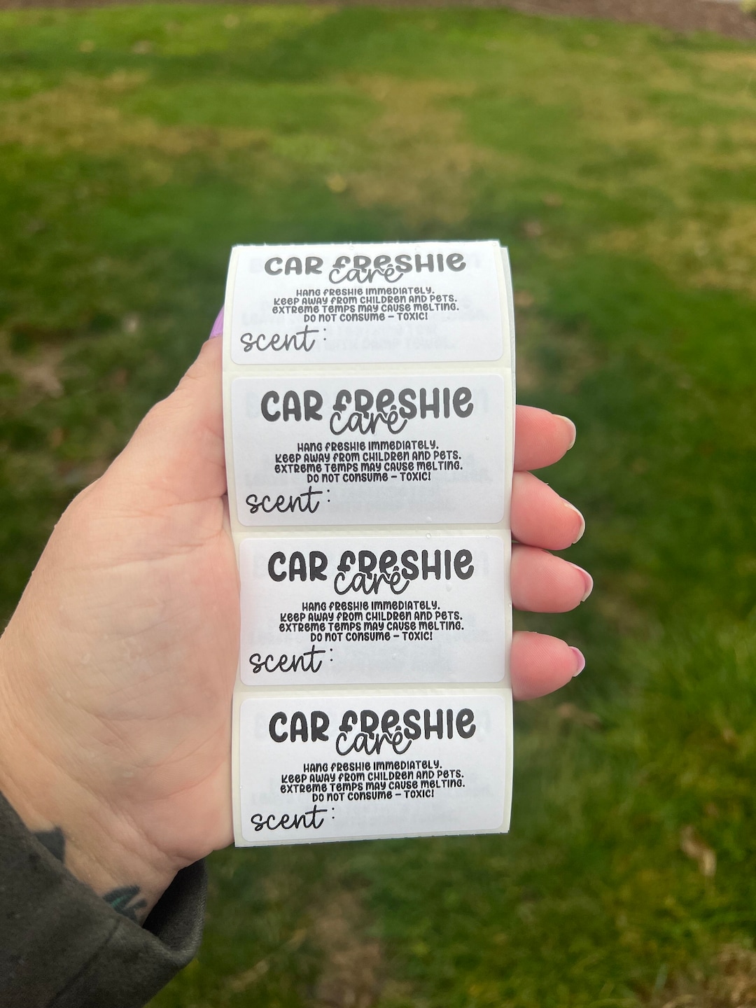 Car Freshie Care + Scent 2.25”x1.25” Thermal Printed Small Business ...