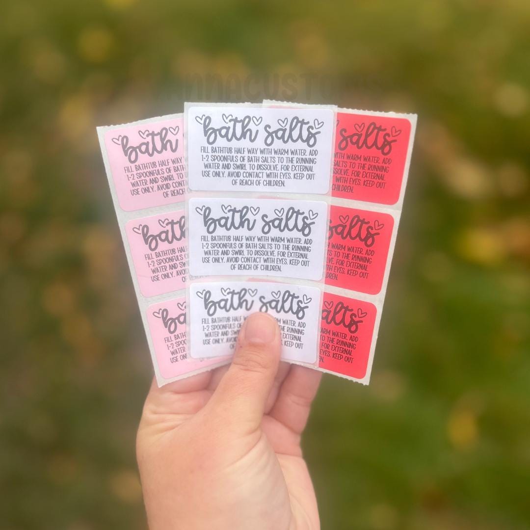 Bath Salts Care Labels - 2.25"x1.25" Thermal Printed Stickers ...