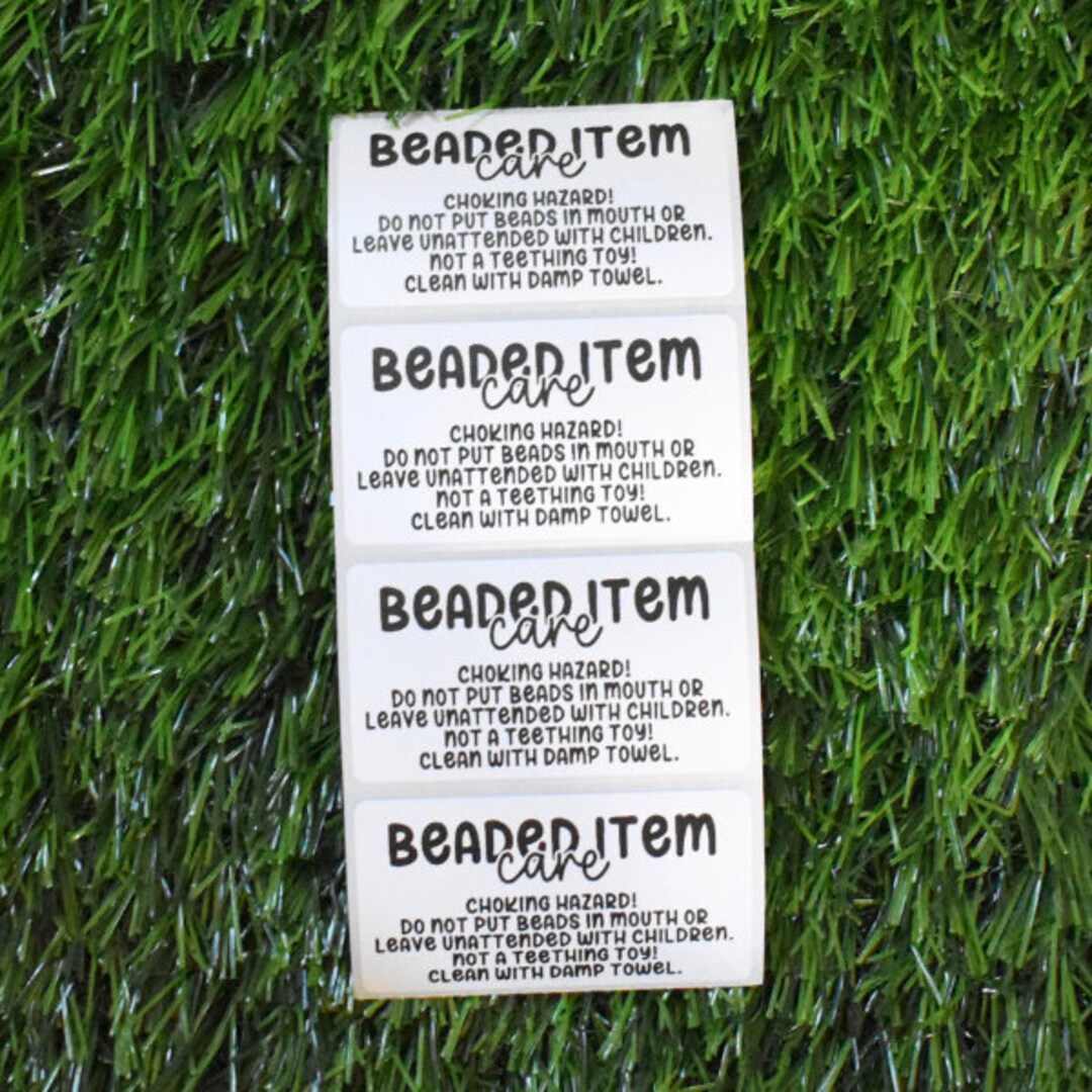 Beaded Item Care 2.25x1.25 Thermal Printed Small Business Packaging ...