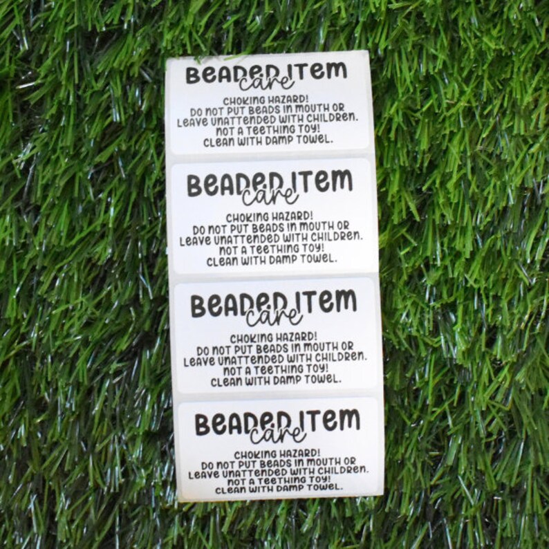 Beaded Item Care 2.25”x1.25” Thermal Printed Small Business Packaging ...