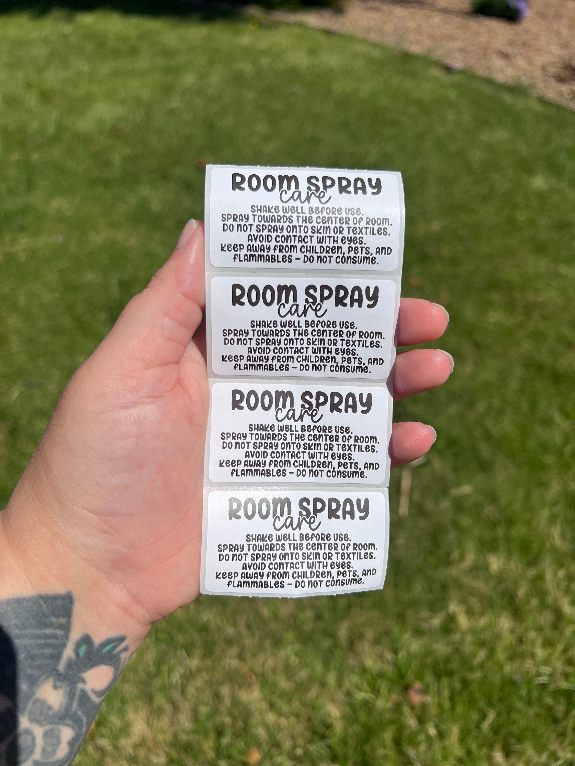 Room Spray Care Labels - 2.25"x1.25" Thermal Printed Stickers - With or ...