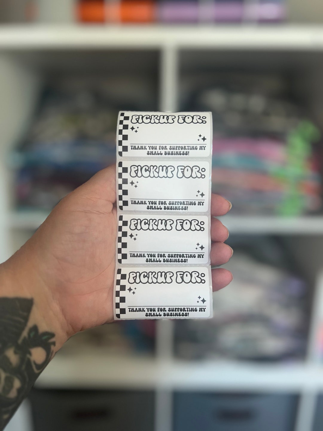 Groovy Checkerboard Pick up for Stickers 2.25"x1.25" Thermal Printed ...