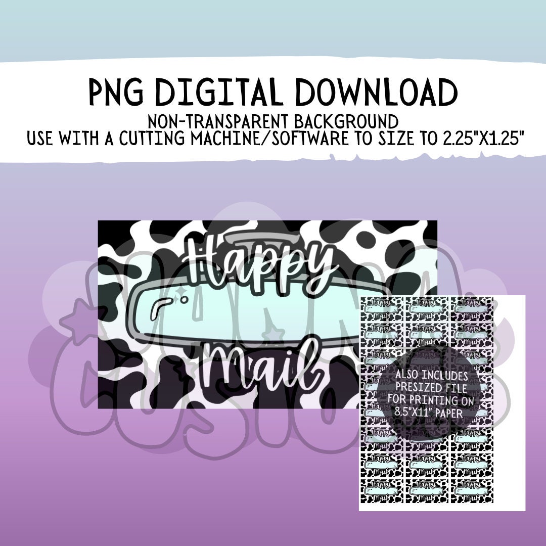 Happy Mail Cow Print 2.25x1.25 PNG DIGITAL DOWNLOAD Car Freshie/car ...