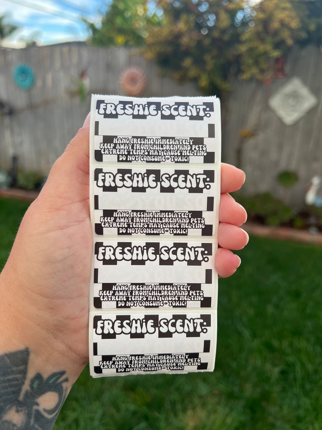 Checkerboard Car Freshie Scent + Care 2.25"x1.25" Thermal Printed ...