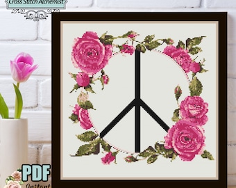 Cross Stitch Peace Sign - Etsy