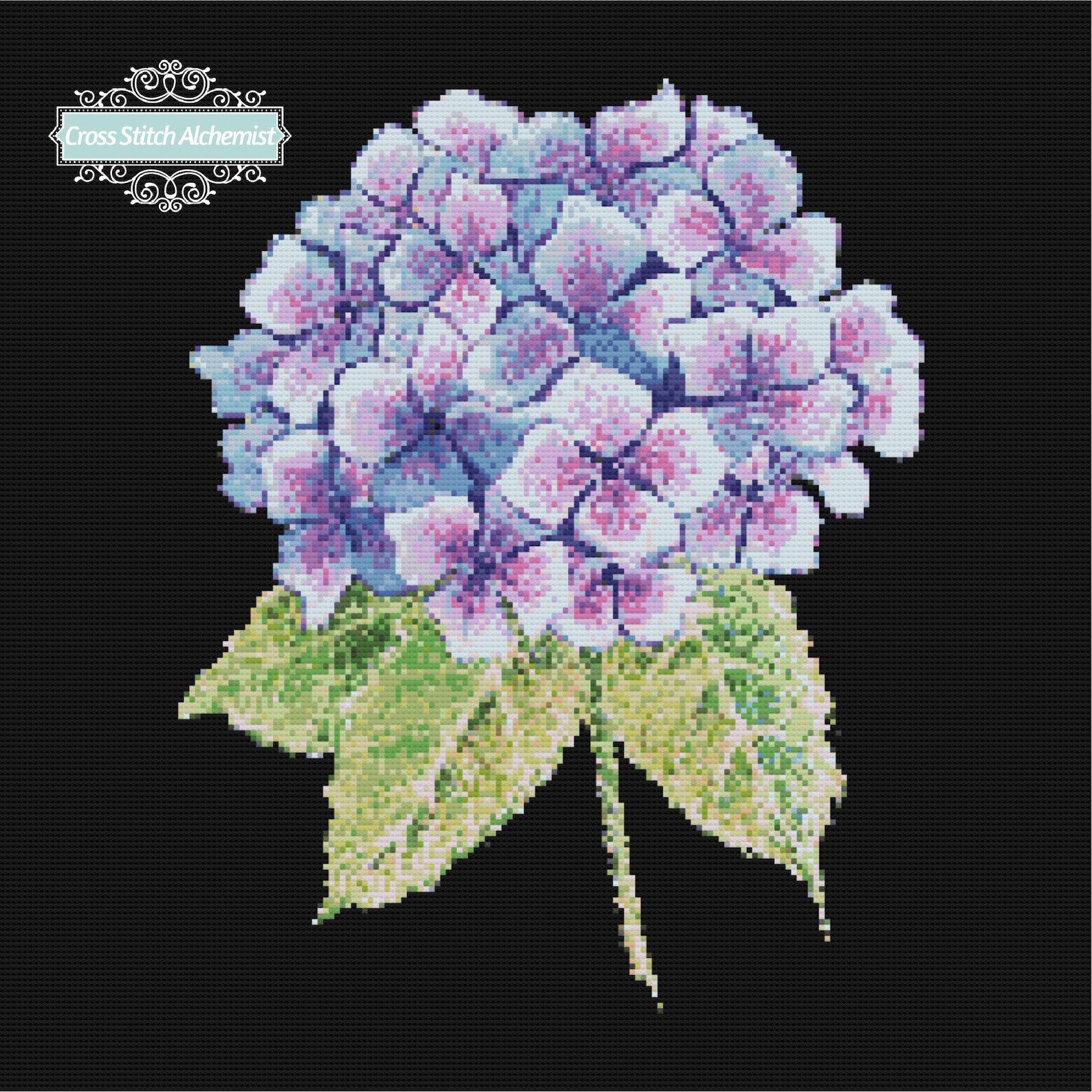 Hydrangea Flower Counted Cross Stitch Pattern, Floral PDF Cross Stitch ...