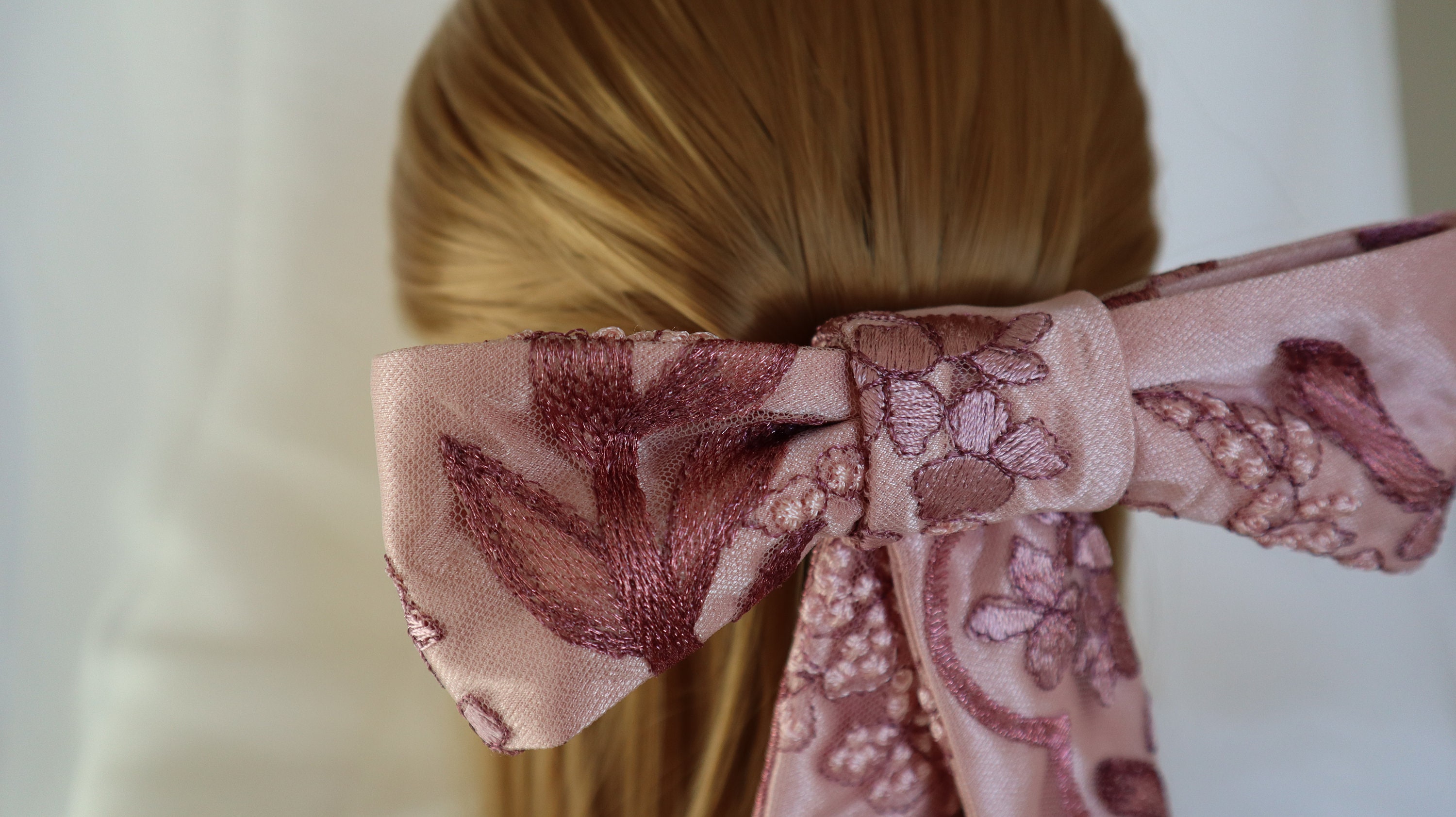 Women's Silk Satin Covered With Embroidery Lace Bow in - Etsy