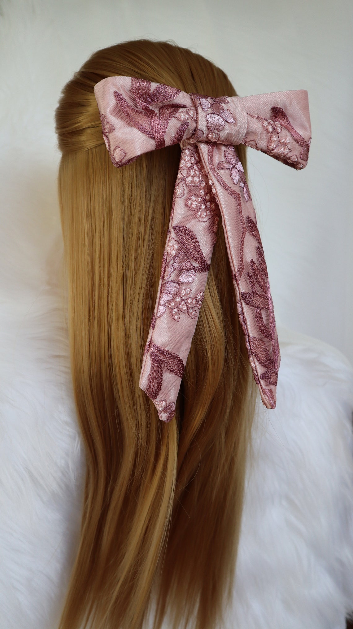 Women's Silk Satin Covered With Embroidery Lace Bow in - Etsy