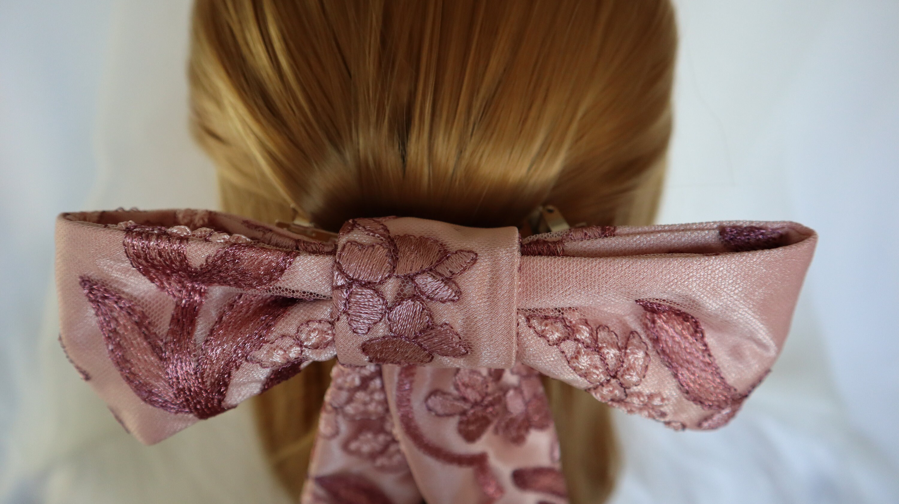 Women's Silk Satin Covered With Embroidery Lace Bow in - Etsy