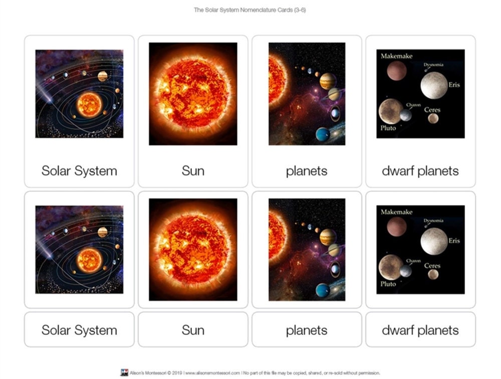 The Solar System Puzzle With Nomenclature Cards 3-6 Montessori Puzzles ...