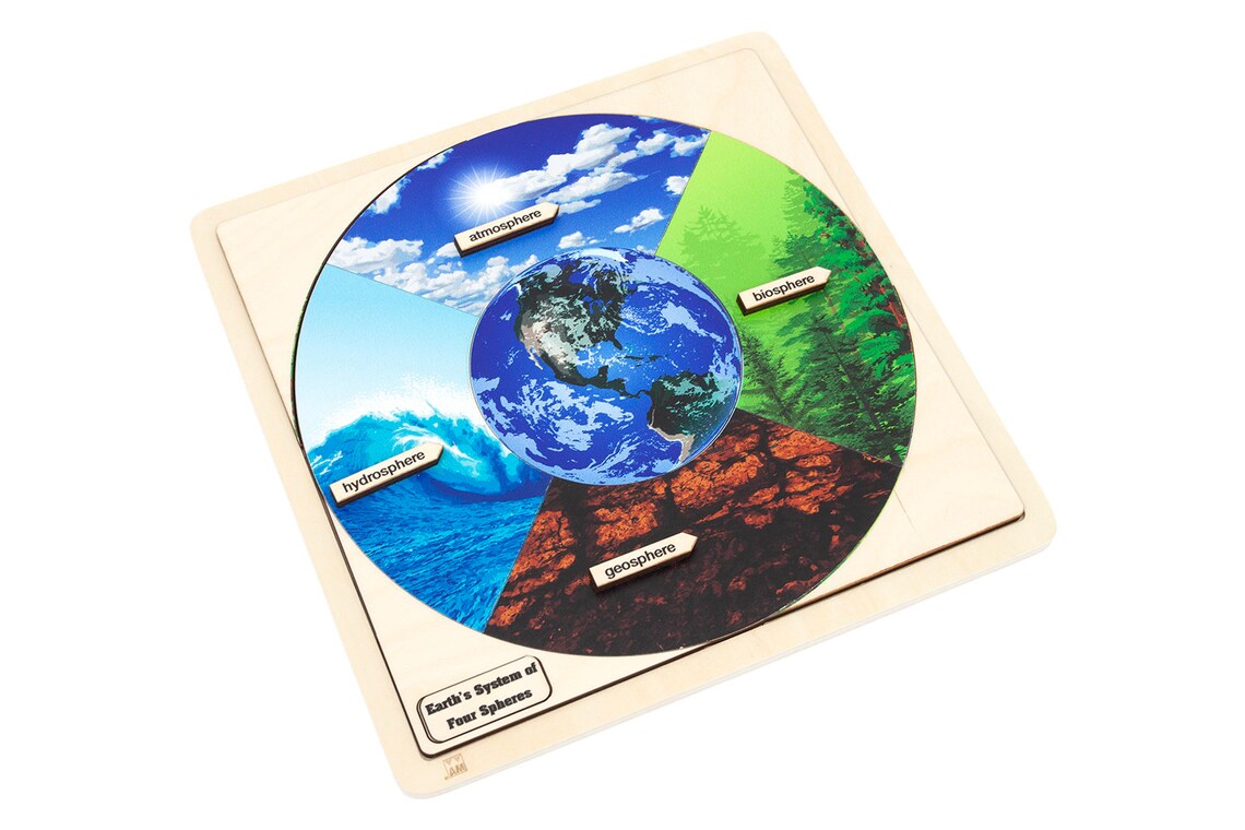 Earths System of Four Spheres Puzzle Montessori Geography Wooden ...
