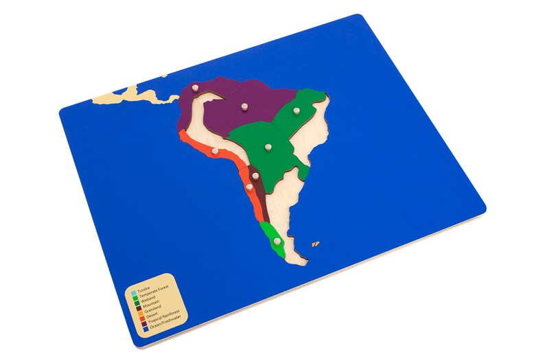 South America Biomes Puzzle Map: Montessori Geography Material - Etsy