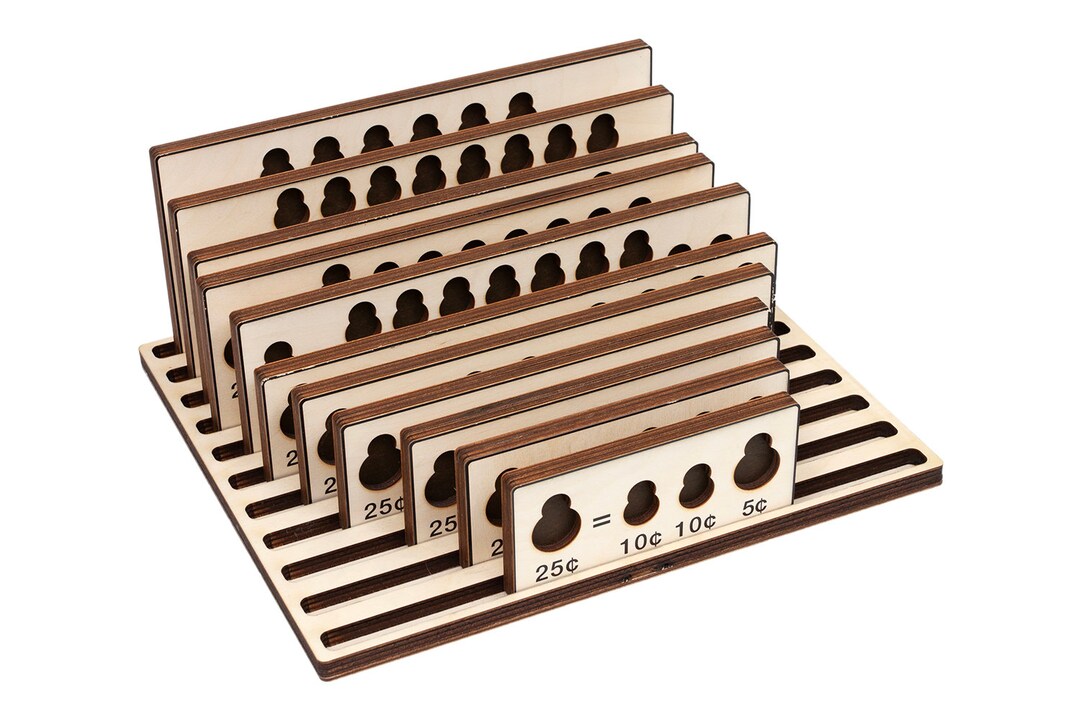 Tray for the Coin Boards: Set 2 | Montessori Math | Counting Money ...