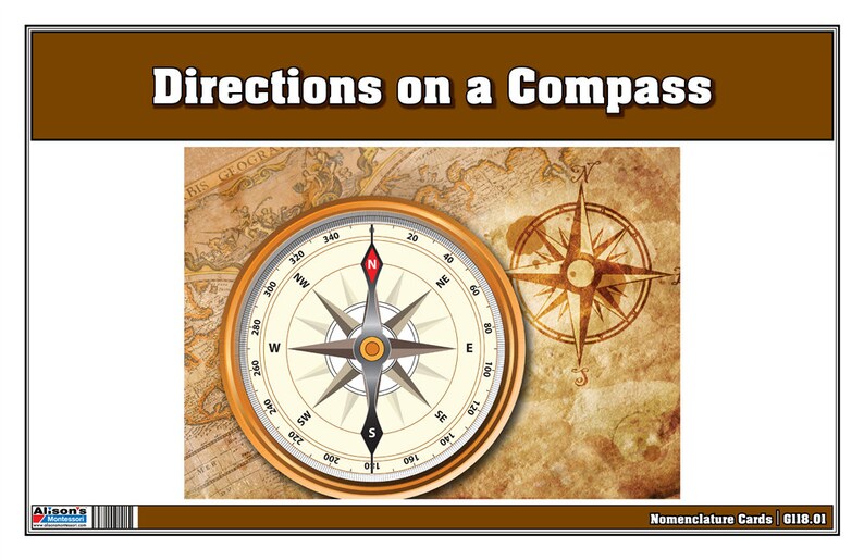 Directions on a Compass Puzzle With Nomenclature Cards (3-6 ...