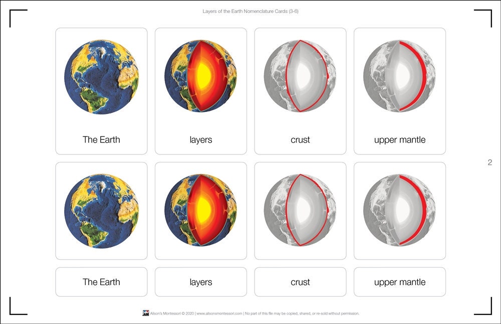 Layers of the Earth Puzzle With Nomenclature Cards 3-6 - Etsy