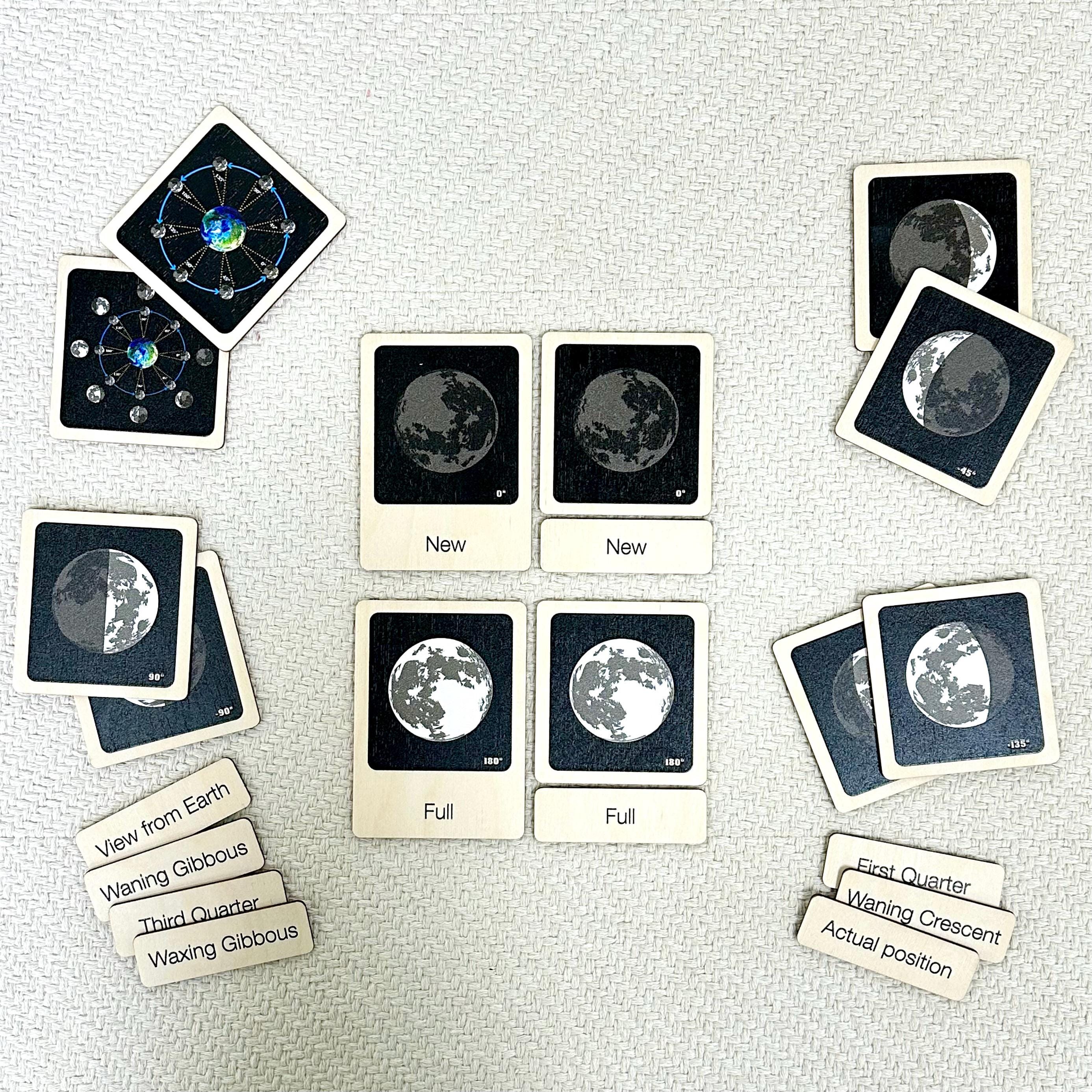 Phases of the Moon Wooden Nomenclature Cards (3-6) | Montessori ...