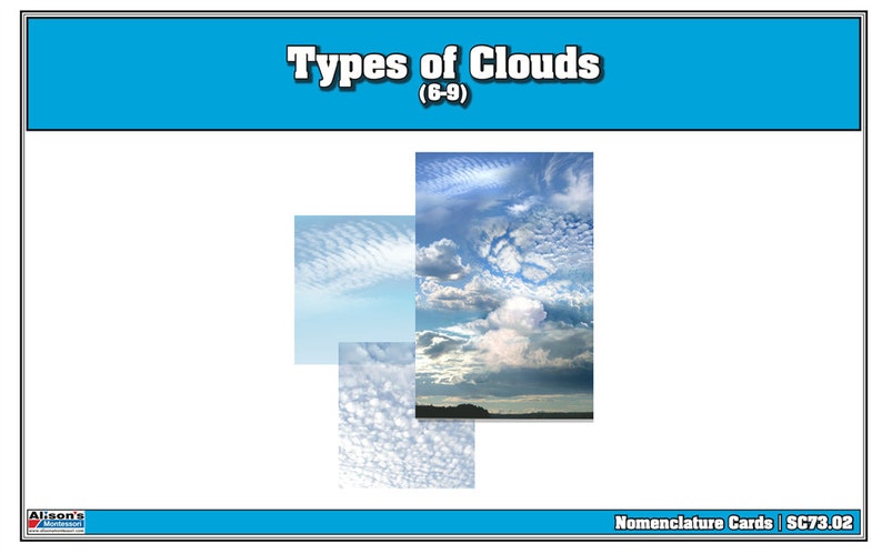 Types of Clouds Puzzle With Nomenclature Cards 6-9 Montessori Puzzles ...