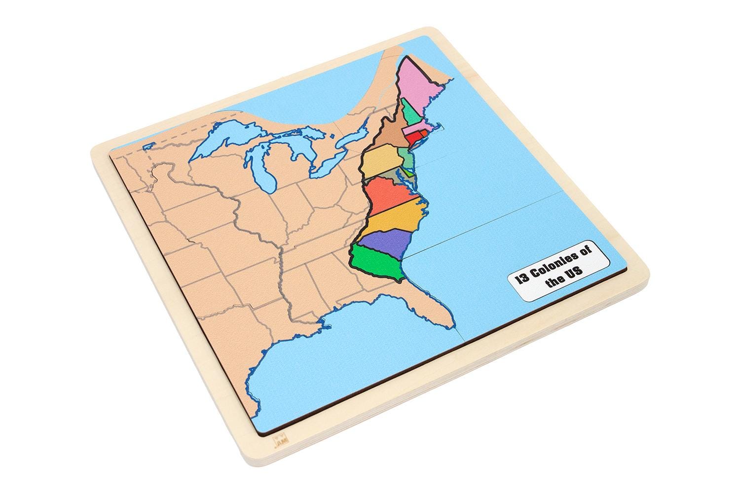 13 Colonies Puzzle: Montessori Geography Materials With Laminated Cards ...