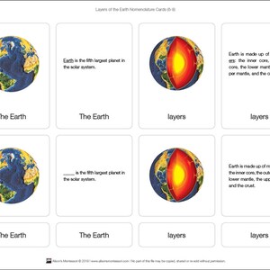Layers of the Earth Puzzle With Nomenclature Cards (6-9) | Montessori ...