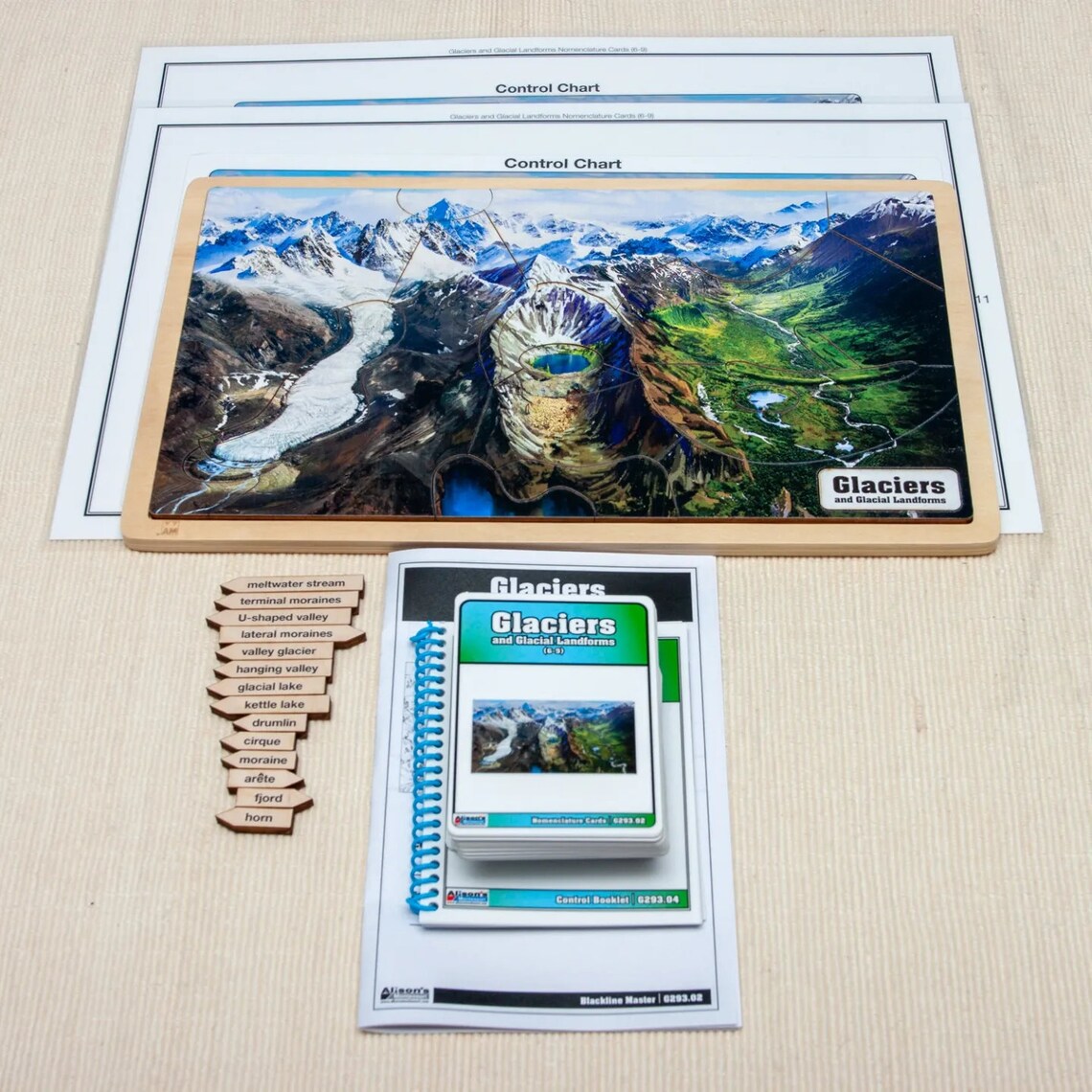 Glaciers and Glacial Landforms Puzzle With Nomenclature Cards 3-6 ...