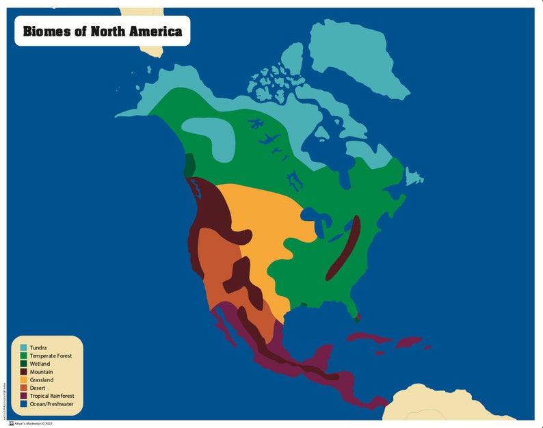 Biomes Puzzle Map of North America Montessori Material Montessori ...
