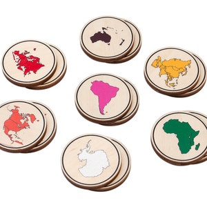 Wooden Memory Game: Continents | Montessori Materials | Matching ...