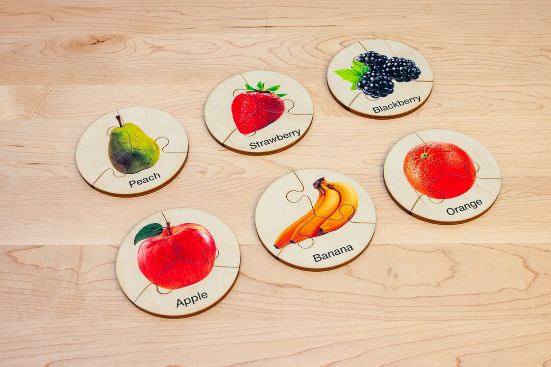 6 Fruit-themed Three-part Puzzles | Montessori Materials | Infant and ...