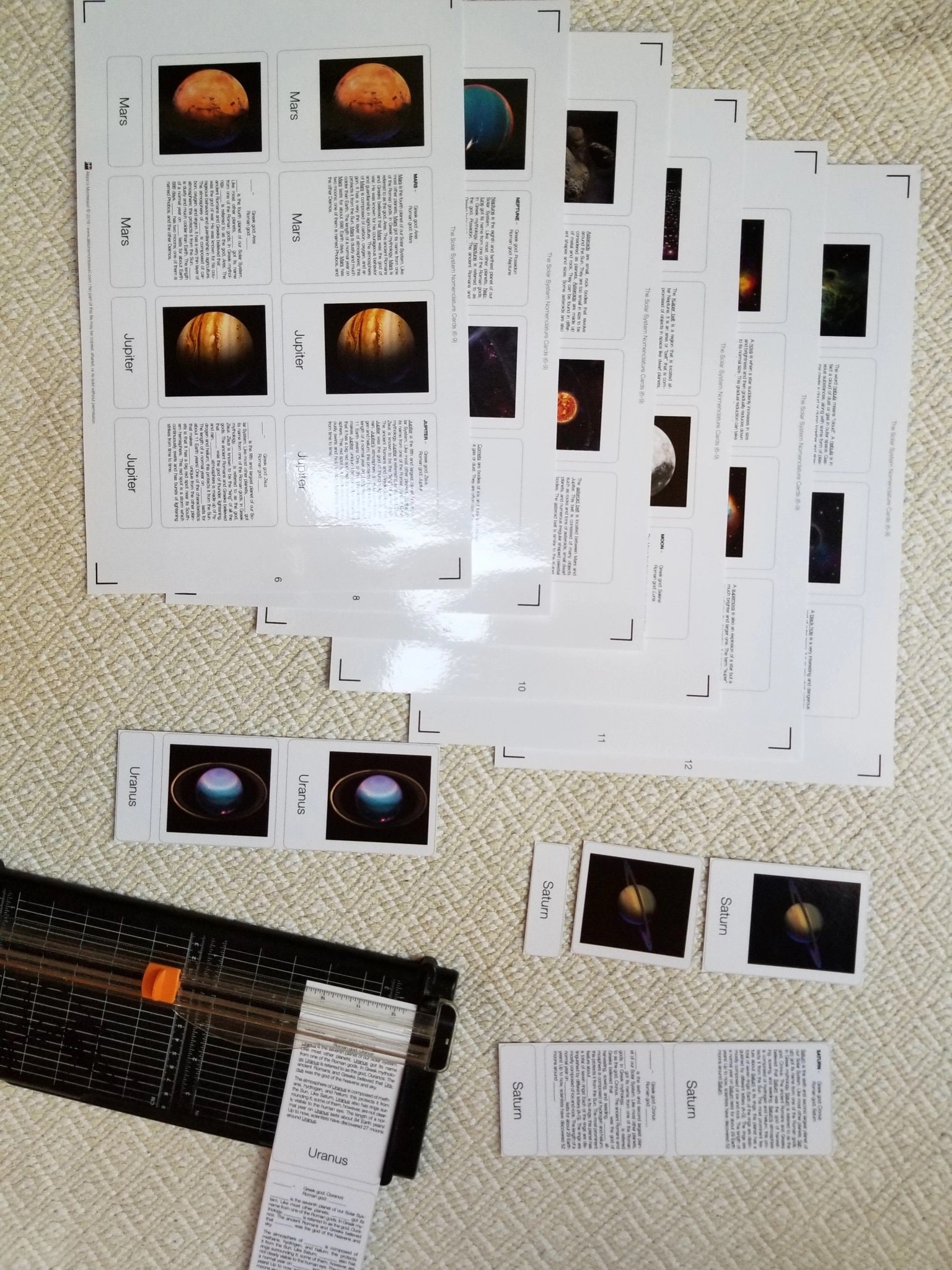 The Solar System Puzzle With Nomenclature Cards 6-9 - Etsy