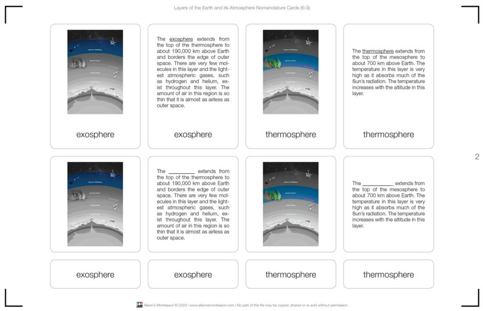 Layers of the Earth and Its Atmosphere Puzzle With Nomenclature Cards ...