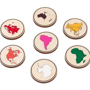 Wooden Memory Game: Continents | Montessori Materials | Matching ...