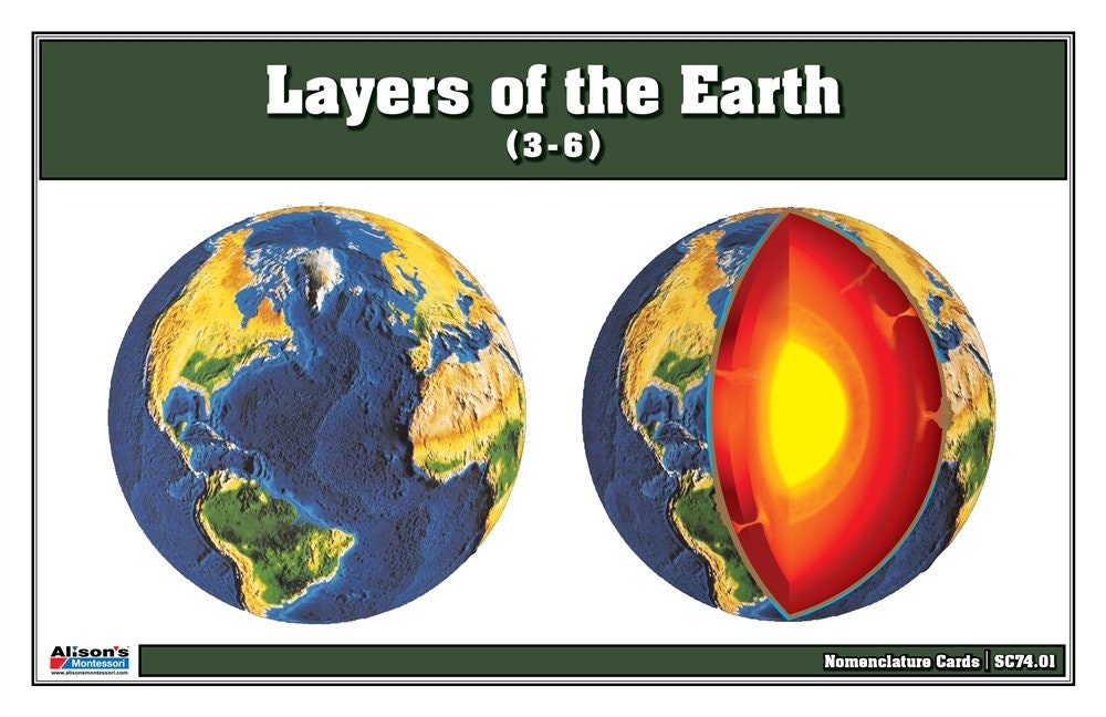 Layers of the Earth Puzzle With Nomenclature Cards 3-6 - Etsy