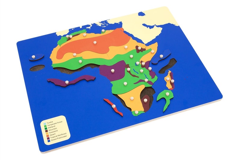 Wooden Africa Biomes Puzzle Map: Montessori Geography Material - Etsy