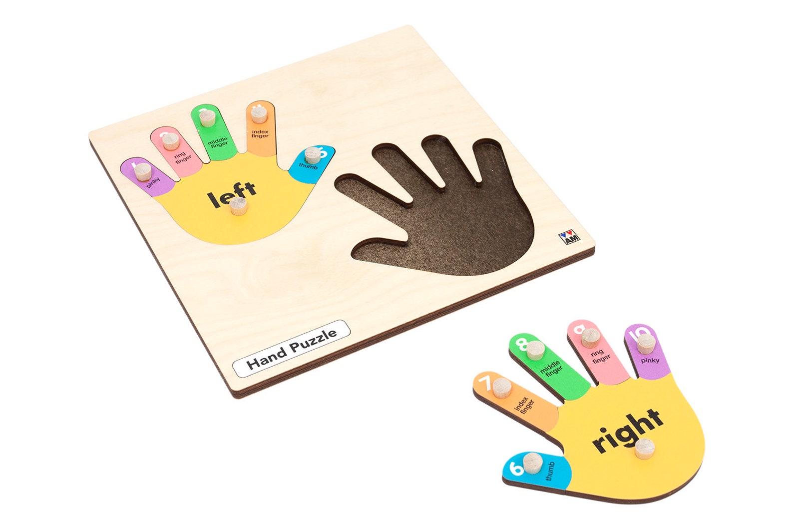 Wooden Hand Puzzle: Montessori Infant & Toddler Fine Motor Skills ...