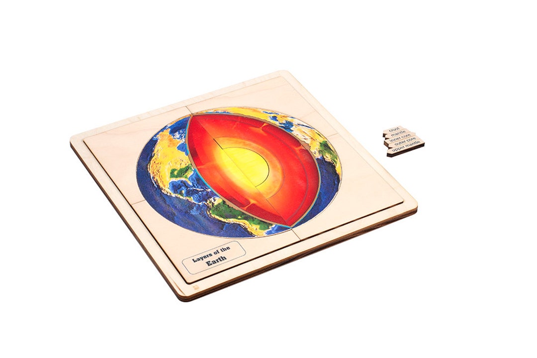 Layers of the Earth Puzzle With Nomenclature Cards (3-6) | Montessori ...