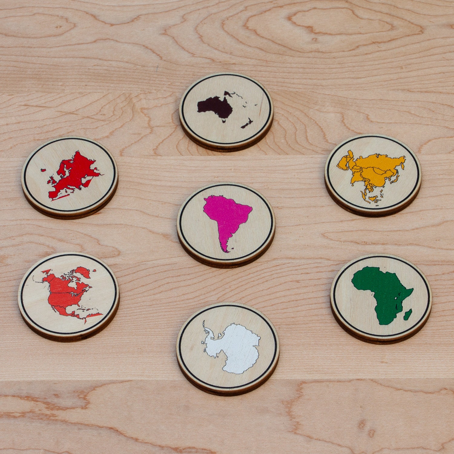Wooden Memory Game: Continents Montessori Materials - Etsy