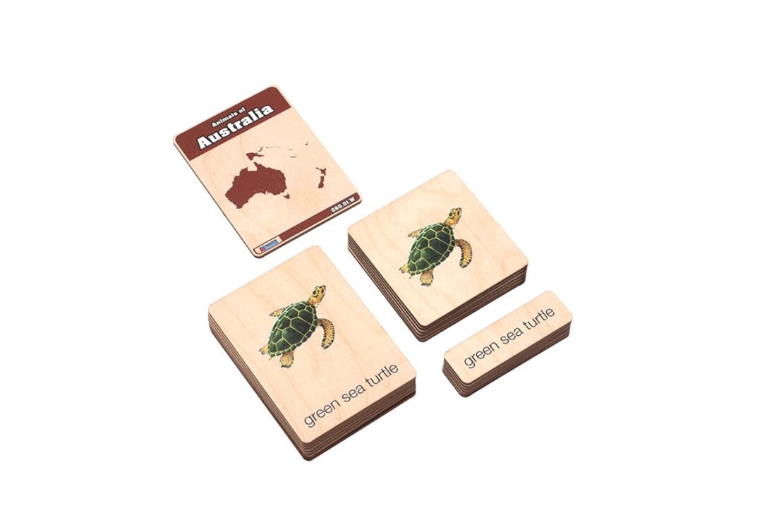Animals of Australia Wooden Nomenclature Cards | Montessori Three-part ...