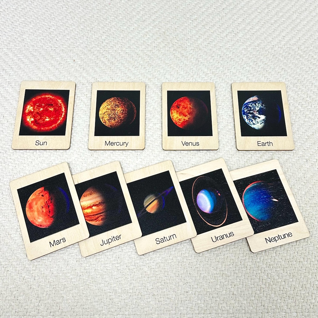 The Solar System Wooden Nomenclature Cards (3-6) - Montessori 3-part ...