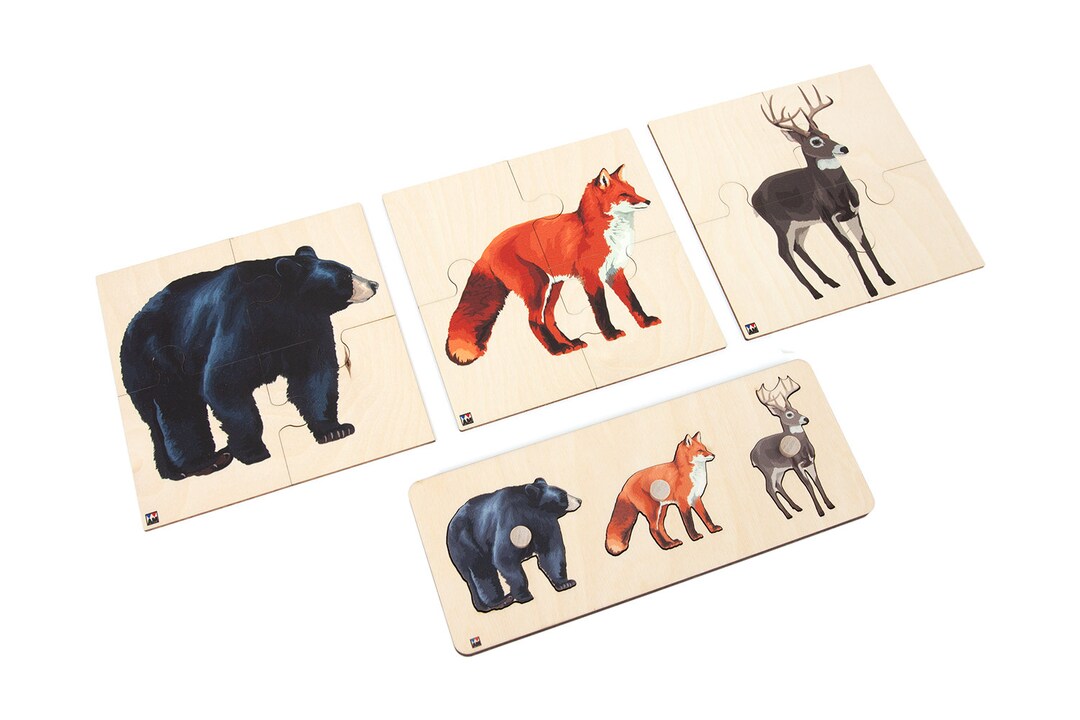 North American Animal Puzzles: Montessori Toddler Toys for Early ...