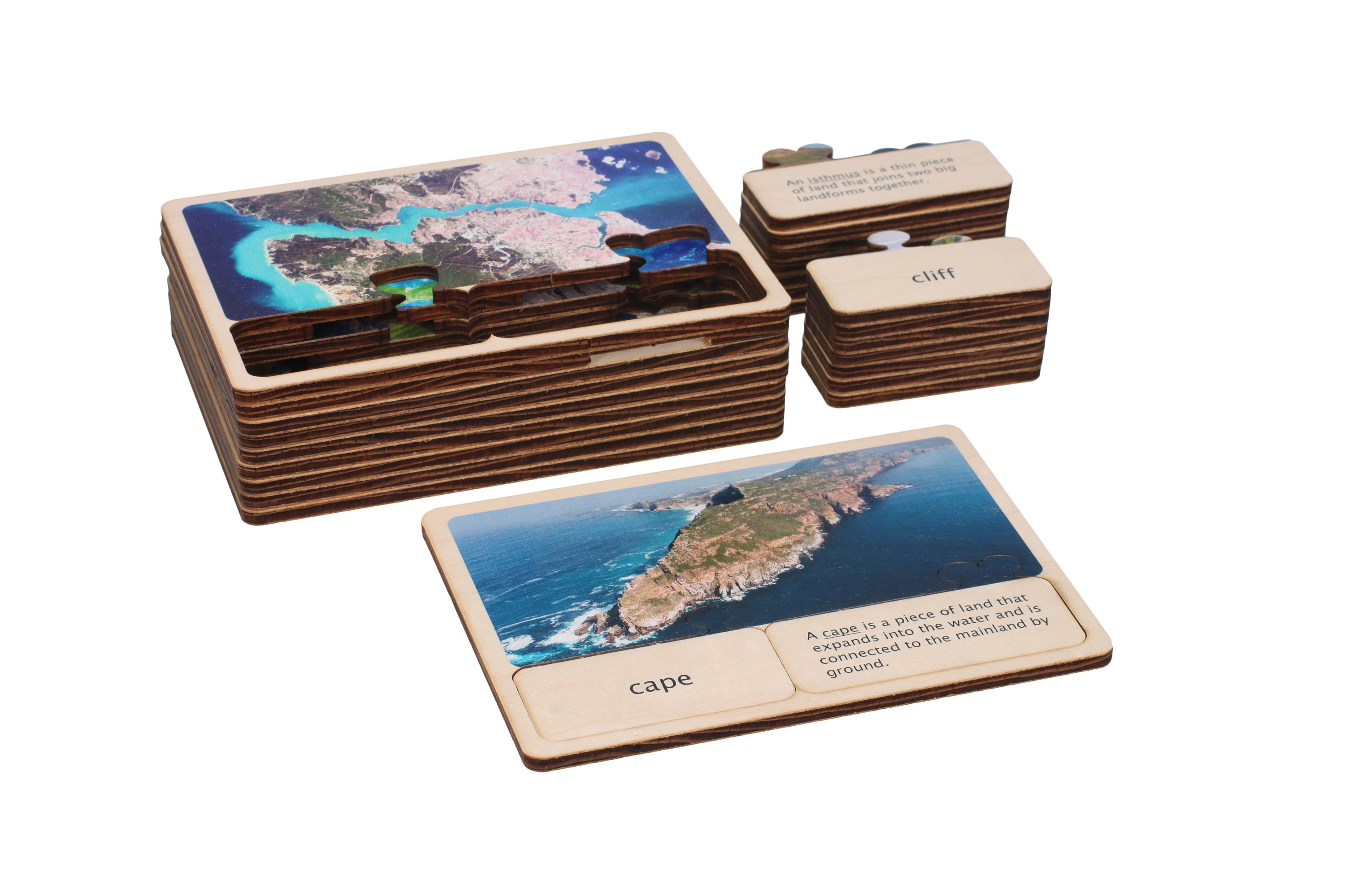 Wooden Montessori Geography Classified: Land and Water Forms Wooden ...
