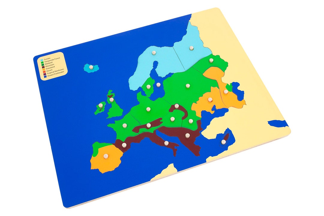 Wooden Europe Biomes Puzzle Map | Montessori Geography - Etsy