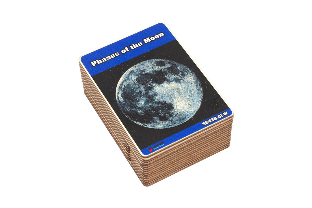 Phases of the Moon Wooden Nomenclature Cards 3-6 Montessori Materials ...