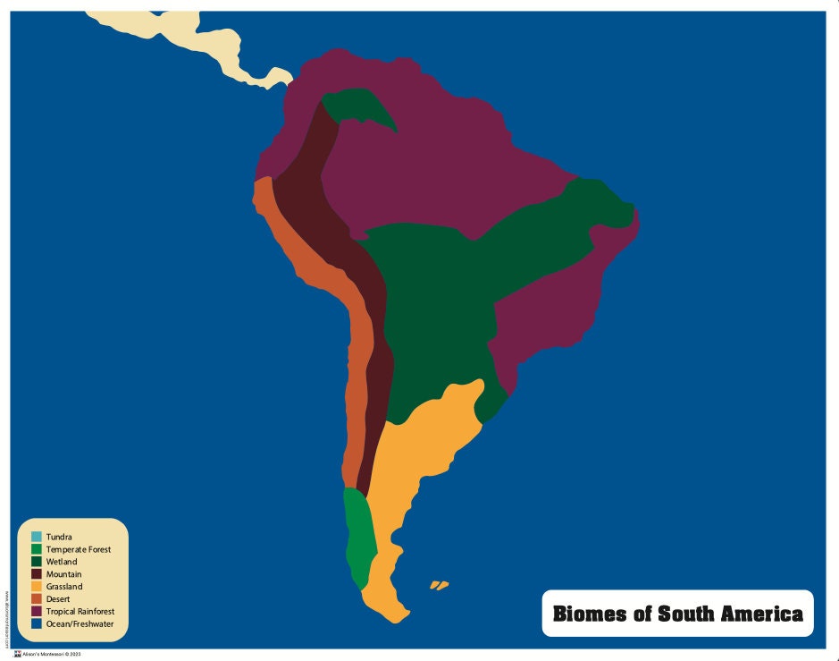 Biomes Puzzle Map of South America Montessori Material Montessori ...